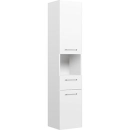 Hochschrank &raquo;Quickset Badschrank 35 cm breit, 2 T&uuml;ren, 1 Nische, 1 Schublade&laquo; Badezimmer-Hochschrank inkl. T&uuml;rd&auml;mpfer, Griffe in Chrom gl&auml;nzend wei&szlig; 