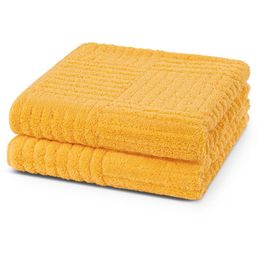Ross Handt&uuml;cher &raquo;CARRE&laquo; 100% Baumwolle, Rippenstruktur, gro&szlig;e Farbauswahl gelb Frottier, Frottier B/L: 50cmx100cm, 2 Stk., Frottier