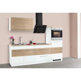 KOCHSTATION K&uuml;chenzeile &raquo;KS-Trient&laquo; Breite 240 cm, mit E-Ger&auml;ten, mit Arbeitsplatte wei&szlig; B/H/T: 240cm x 60cm,mit E-Ger&auml;ten
