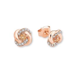 Amor Damen Paar Ohrstecker &raquo;Knoten&laquo; mit Zirkonia (synth.) rosa Silber 925 (Sterlingsilber)