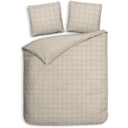 Wendebettw&auml;sche &raquo;Diamante&laquo; 3 Stk. kariert, hochwertiges Mako-Satin, Bettw&auml;sche ab 135x200 cm. beige Mako-Satin, Obermaterial: 100% Baumwolle B/L: 