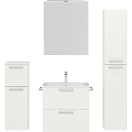 Nobilia Badm&ouml;bel-Set &raquo;Tolvina&laquo; vormontiert, mit Soft-Close, 4 Stk. tlg. wei&szlig; B/H/T: 140cmcm x 169cmcm x 48,7cmcm, Griffe edelstahlfarbig