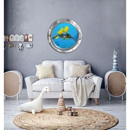 queence Wandsticker &raquo;3D Bullauge Illusion Unterwasserwelt Schildkr&ouml;te 40x40 cm&laquo; Selbstklebender Wanddurchbruch Unterwasser Vinyl &Oslash; 40cm