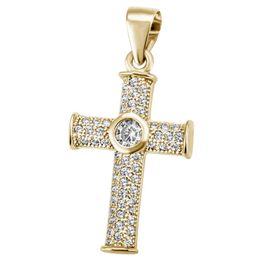 Firetti Damen Kettenanh&auml;nger &raquo;Schmuck Geschenk Silber 925 Halsschmuck Anh&auml;nger Kreuz&laquo; mit Zirkonia (synth.) gold Silber 925 (Sterlingsilber), 1,6 g