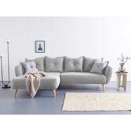 Home Affaire Ecksofa &raquo;Baggio formsch&ouml;ne Polsterecke, bequem, Breite 277cm, L-Form&laquo; Zierkissen inklusive grau B/H/T: 277cm x 80cm x 162cm, Struktur 