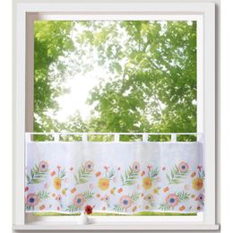 Weckbrodt-Gardinen Scheibengardine &raquo;Akina&laquo; Schlaufen 1 Stk. tlg. Bistro, Voile, bedruckt, floral, HxB 45x120cm, Gardine, Store bunt Voile, Polyester 45cm, Schlaufen, 