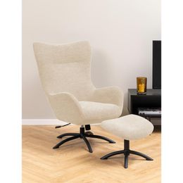 ACTONA GROUP Loungesessel &raquo;Tina&laquo; 2 Stk. tlg. mit Fu&szlig;hocker, Dreh- und Kippfunktion f&uuml;r besonders bequemes Sitzen beige 100% Polyester Chenille 
