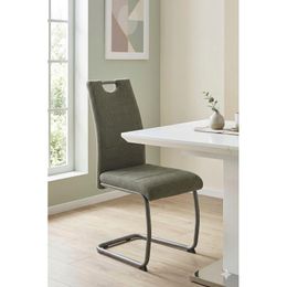 Hela Freischwinger &raquo;FLORENZ&laquo; (Set) 4 Stk.Rundrohrgestell Matching Colour, gepolstert, mit Griff grau Metall, Polyester, Stoff B/H/T: 43cm x 97,5cm x 