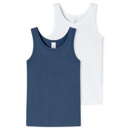 Schiesser Unterhemd 955 Multi in wei&szlig;, blau | Gr.: 176
