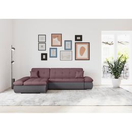 DOMO collection Ecksofa &raquo;MORIC 300x172 cm, XXL-Sofa mit viel Platz, L-Form, auch in Cord&laquo; wahlweise mit Bettfunktion und Armteilverstellung, grau-