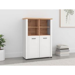 Home Affaire Vitrine &raquo;Valencia&laquo; Breite 103,5 cm, mit 4 offenen F&auml;chern braun Holzwerkstoff, MDF Opaque wei&szlig;, B/H/T: 103,5cm x 143cm x 41cm, T&uuml;ren: 2 