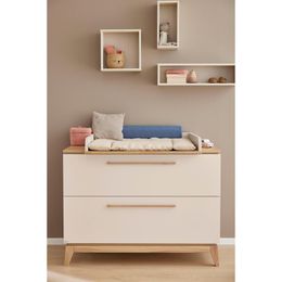 Paidi Wickelkommode &raquo;STIENE in Beige mit Eiche Massivholz, inkl. Wickelaufsatz, Spar-Set&laquo; bis 50 kg 2 Schubladen mit Soft-Close, 123 cm Breite, 