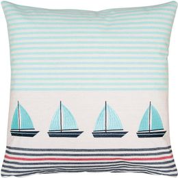 Pad Dekokissen &raquo;MARINA&laquo; Made in Europe, Kissenh&uuml;lle ohne F&uuml;llung, maritim, 1 St&uuml;ck blau Obermaterial: 100% Baumwolle B/L: 50cm x 50cm, 1 Stk.