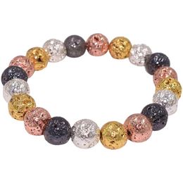 Firetti Damen Armband &raquo;Schmuck Geschenk Armschmuck Armkette Edelstein Perlen, Onesize&laquo; Made in Germany - mit Lavastein silber 20cm, Silikon Stein