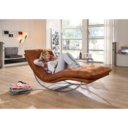 W.Schillig Relaxliege &raquo;daily dreams&laquo; in Waffelkissen-Optik, Schaukelgestell Chrom gl&auml;nzend, in 2 Breiten braun Longlife Xtra-Leder Z69: Das 