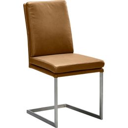 K+w Komfort & Wohnen K+W Komfort & Wohnen Esszimmerstuhl &raquo;Freischwinger, Lederstuhl&laquo; () stabiles Hochkantrohr, Untergestell in Edelstahloptik oder schwarz gelb B/H/T: 47cm