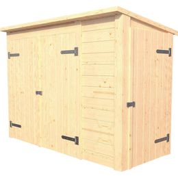 Weka Ger&auml;tehaus &raquo;"Multibox" mit Regalsystem, 19mm-Pultdach mit Bitumendachbelag&laquo; mit verschlie&szlig;barem Seitenschrank beige Massivholz Einheitsgr&ouml;&szlig;e