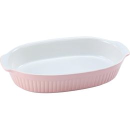 Creatable Auflaufform &raquo;Pastell Kitchen&laquo; Steinzeug 1 Stk. tlg. klassisches Streifenrelief, umlaufender Kantenschutz, Pastellfarben rosa Steinzeug B/H/L
