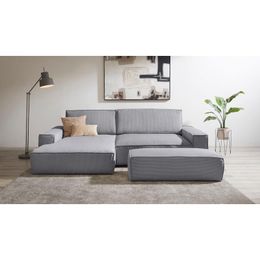 OTTO home Polsterecke &raquo;SHERWOOD XXL tief, L-Form, Schlaffunktion, Bigsofa, Cord, Leinenoptik&laquo; stellbar zum Schlafsofa (Krokodilverbinder), Cord, 