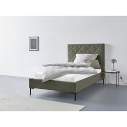 Home Affaire Polsterbett &raquo;Charlott&laquo; Modernes Polsterbett mit oder ohne Lattenrost gr&uuml;n L&auml;nge B: 215cm x 154cm, Strukturstoff ohne Lattenrost, H&ouml;he 