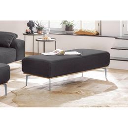 W.Schillig Polsterhocker &raquo;run&laquo; mit elegantem Holzsockel, F&uuml;&szlig;e in Silber matt, Breite 150 cm grau Flachgewebe W82 Q2 (74% Polyacryl, 26% Polyester) B/H