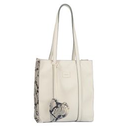 Gabor Damen Shopper &raquo;Elfie Luxe&laquo; schwarz genarbtes Lederimitat und Leopardenoptik mit Pouch-Anh&auml;nger wei&szlig; B/H/T: 29,5cm x 33cm x 10cm
