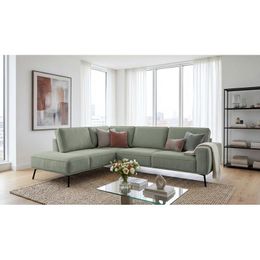OTTO home Ecksofa &raquo;Vosby&laquo; 260 cm, Chenille, mit dekorativer Kedernaht, Wellenunterfederung gr&uuml;n 90% polyester, 10% nylon B/H/T: 260cm x 85cm x 208cm, 