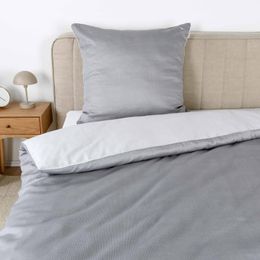 Tom Tailor HOME Bettw&auml;sche &raquo;FINE STRIPES&laquo; 3 new bedroom, gewebtes Label grau Satin, Obermaterial: 100% Baumwolle B/L: 200cm x 220cm, 1 Stk., 2 Stk., 