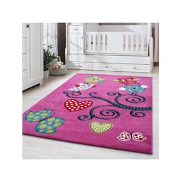 KADIMA DESIGN Kinderteppich Waschbar Eule TASNA Strapazierf&auml;hig OEKO-TEX | Gr.: 80 x 150 cm