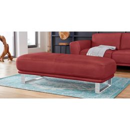 W.Schillig Hocker &raquo;montanaa&laquo; mit Metallkufen in Chrom gl&auml;nzend, Breite 141 cm rot B/H/T: 141cm x 42cm x 61cm, Longlife Xtra-Leder Z59