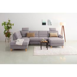 OTTO home Wohnlandschaft &raquo;Westerland U-Form&laquo; Federkern, wahlweise Schlaffunktion, Stauraum und Armlehn-Verstellung silber 100% Polyester B/H/T: 303cm 