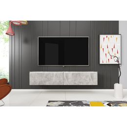 Home Affaire Lowboard &raquo;LOWBOARD D, wahlweise mit oder ohne Beleuchtung&laquo; modernes TV-Board ohne Griffe, mit viel Stauraum,stehend und h&auml;ngend grau B/H/