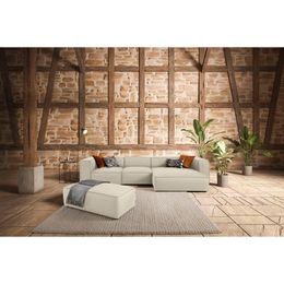 W.Schillig Ecksofa &raquo;around-the-block Mega Sofa, viel Platz und hoher Sitzkomfort, L-Form&laquo; mit eleganter Biese, mit Federkern, Breite 341 cm grau 