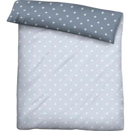 Biberna Wendebettbezug &raquo;Mix & Match in Gr&ouml;&szlig;e 135x200 oder 155x220 cm&laquo; Bettbezug aus Baumwolle, gemusterte Bettw&auml;sche mit Wendeoptik blau Mako-Satin, 