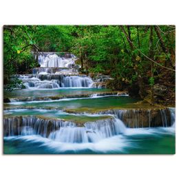 Artland Wandbild &raquo;Tiefen Wald Wasserfall&laquo; Gew&auml;sser 1 Stk. tlg. als Leinwandbild, Poster in verschied. Gr&ouml;&szlig;en gr&uuml;n Leinwand B/H/T: 60cm x 45cm, Leinwandbild 