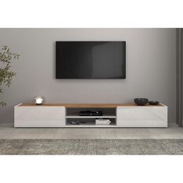 OTTO home Lowboard &raquo;Garda,TV-Kommode,TV-M&ouml;bel,TV-Bank, stehend und h&auml;ngend&laquo; Hochglanzlackierte Fronten, Korpus matt, 2 Klappen, Breite 210 cm wei&szlig; B/H