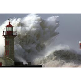 papermoon Fototapete &raquo;Lighthouse in Storm&laquo; glatt bunt Vlies B/L: 1,5m x 1,11m, Bahnen: 7 Stk.