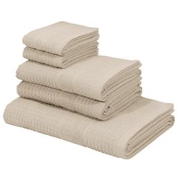 Kangaroos Handtuch Set &raquo;Summer, Duschtuch, Handtuch, G&auml;ste&uuml;cher&laquo; Set Frottier einfarbiges Handtuch-Set aus 100% Baumwolle, Hoch-Tief-Effekt beige 