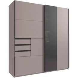 wimex Schwebet&uuml;renschrank &raquo;COCHEM in der Breite 180cm, mit Glasabsetzung, inkl. 3 Schubladen&laquo; grau Holzwerkstoff Saharagrau, B/H/T: 180cm x 198cm x 65cm, 