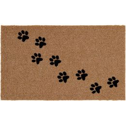 Astra Fu&szlig;matte &raquo;Power Flock 2&laquo; rechteckig 10 mm H&ouml;he Flock Fussmatte, T&uuml;rmatte mit Hundepfoten, wetterfest beige Kunstfaser B : 45cm 1 Stk., 10mm, L: 