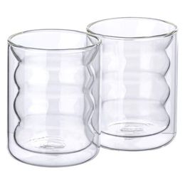 Mulex Latte-Macchiato-Glas &raquo; Gl&auml;ser Set San Diego&laquo; doppelwandig, ideal f. Kaffee, Cappuccino, Latte Macchiatto, 2tlg transparent Borosilikatglas &Oslash; 7cm x 