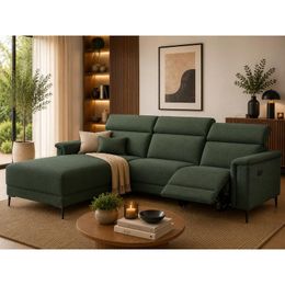 OTTO home Ecksofa &raquo;LUND, Struktur-Bezug, L-Form, 261cm, man. /elektr. Relaxfunktion&laquo; auch mit USB A/C-Anschluss sowie Kopfteilverstellung gr&uuml;n 