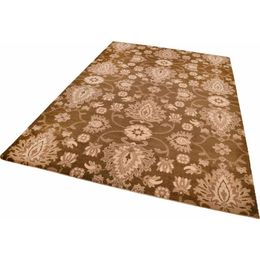 Theko Teppich &raquo;Timeless 1&laquo; rechteckig 12 mm H&ouml;he Kurzflor, florales Design, 80% Schurwolle, Wohnzimmer braun Kunstfaser, Schurwolle B : 160cm 1 Stk., 