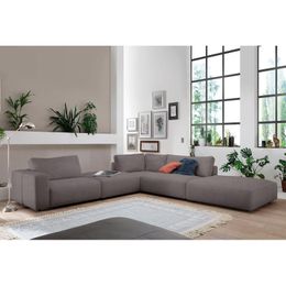 Musterring Ecksofa &raquo;LUCIA L-Form&laquo; in vielen Qualit&auml;ten und 4 verschieden N&auml;hten grau Flachgewebe FLORIS (100% Polyester);Flachgewebe VALMONT (60% Baumwolle/ 40% 