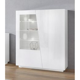 Home Affaire Highboard &raquo;Vega, Hochschrank, Hochkommode, Schrank&laquo; mit 2 T&uuml;ren mit Glaseinsatz, H&ouml;he 146 cm wei&szlig; B/H/T: 120cm x 146cm x 43cm