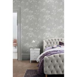 next Vliestapete &raquo;LEAF Vliestapete 10mx52cm&laquo; floral glatt grau Vlies B/L: 0,52m x 10m, Rollen: 1