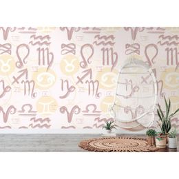 Livingwalls living walls Fototapete &raquo;Fototapete mit Sternzeichen&laquo; gemustert matt neutral glatt Tapete Esoterik Tapeten Wohnzimmer Schlafzimmer K&uuml;che Flur Design 