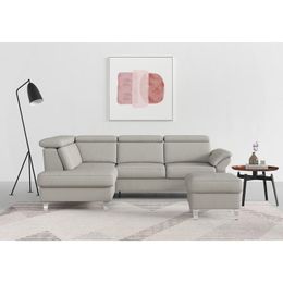 Sit & More sit&more Ecksofa &raquo;Arngast L-Form&laquo; inklusive Kopfteilverstellung und Federkern grau B/H/T: 245cm x 84cm x 194cm, NaturLEDER , Ottomane links,mit 