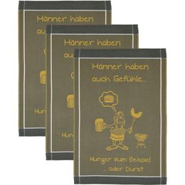Ross Geschirrtuch &raquo;M&auml;nner haben auch Gef&uuml;hle... Hunger zum Beispiel oder Durst&laquo; Spr&uuml;chetuch, aus 100% Baumwolle braun 100% Baumwolle 3 Stk., 100 % 