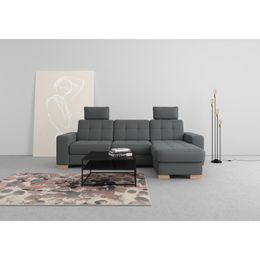 Sit & More sit&more Ecksofa &raquo;Quincy L-Form&laquo; wahlweise mit Schlaffunktion und Bettkasten grau B/H/T: 252cm x 82cm x 161cm, Luxus-Microfaser ALTARA NUBUCK , 